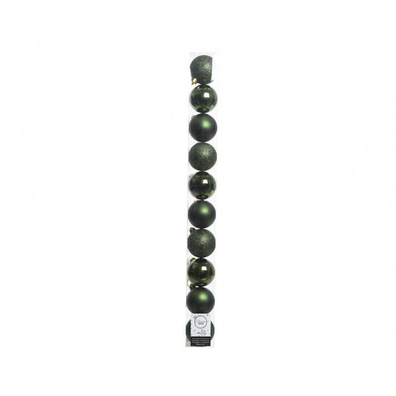 Tube 10 boules incassables Ø6 cm vert pin - Decoris - Desjardins.fr